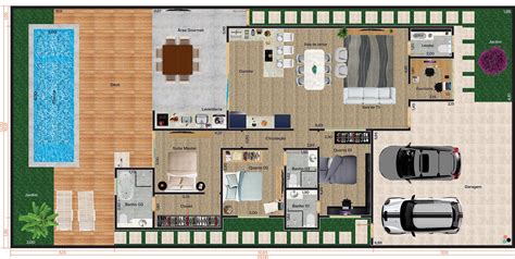 Casa térrea pé direito duplo 3 quartos 3 suítes 1AF1