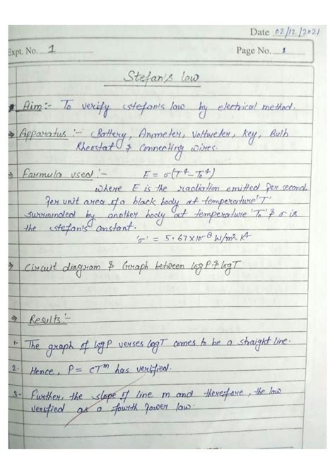 SOLUTION Stefan S Law Experiment With Reading B Tech 1st Year Studypool