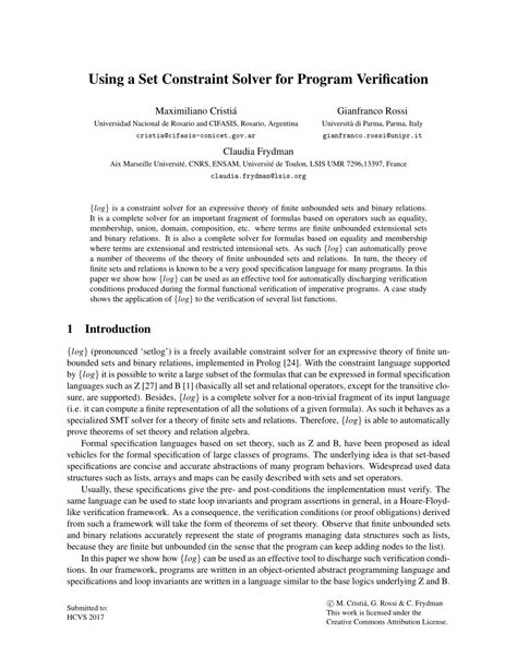 pdf using a set constraint solver for program verification
