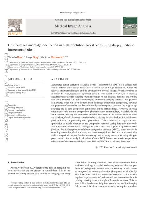 unsupervised anomaly localization in high resolution breast scans using deep pluralistic image
