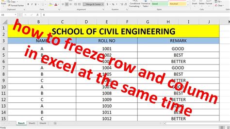 How To Freeze Row And Column In Excel At The Same Time Freeze Row And