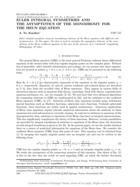 euler integral symmetries and the asymptotics of the monodromy for the heun equation