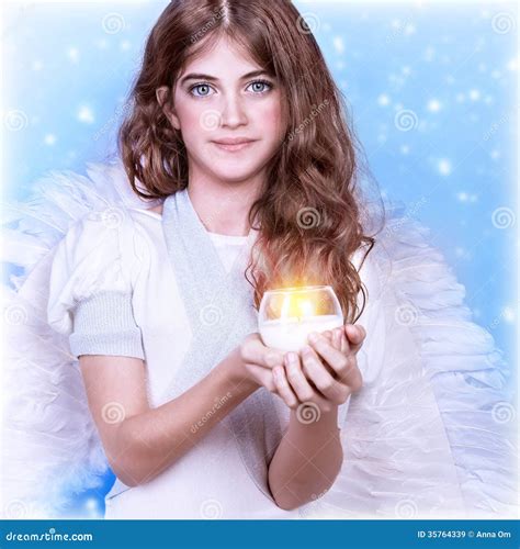 Teen Girl Angel Stock Image Image Of Candle Human Clothing