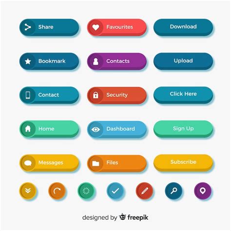 Premium Vector Colorful Web Design Button Collection With Flat Design