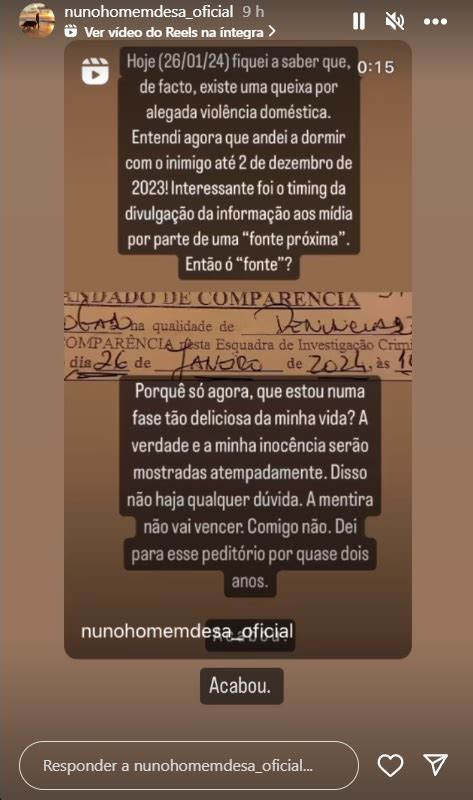 Nuno Homem de Sá revela que Frederica Lima fez queixa por violência