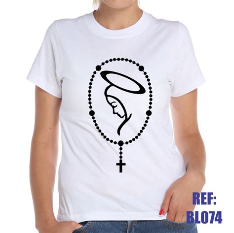 Camiseta Baby Look Terço Nossa Senhora Maria Religiosa Elo7