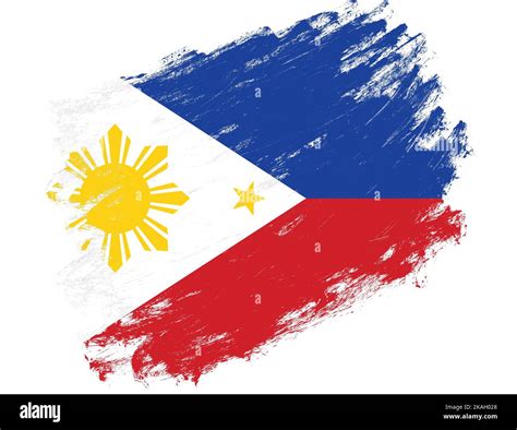 Philippines Flag Painted On A Grunge Brush Stroke White Background
