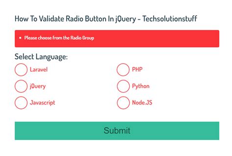 how to validate radio button in jquery