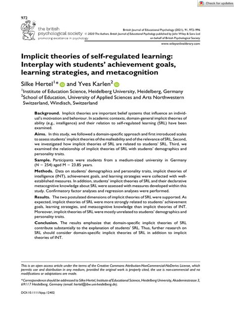 7implicit theories of self regulated learning pdf metacognition cognitive science