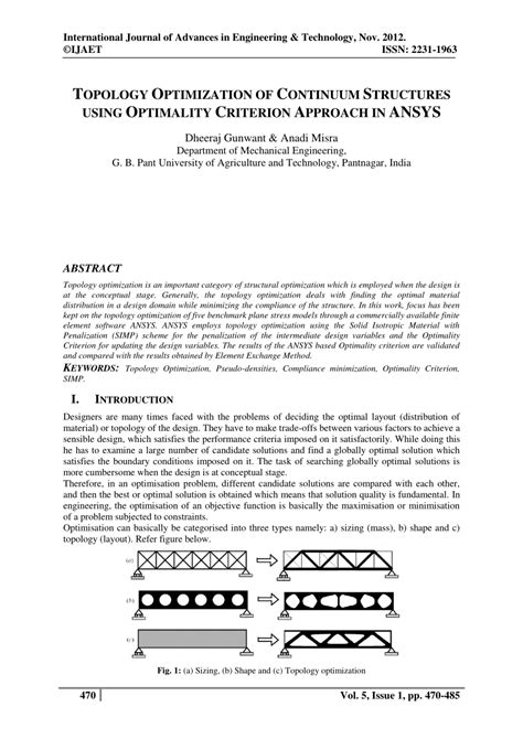 pdf topology optimization of continuum structures using optimality criterion approach in ansys