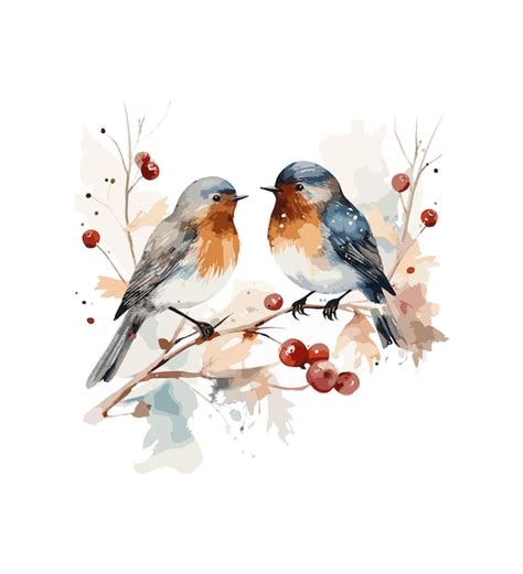 Ilustra O Em Aquarela De P Ssaro De Inverno Vetor Premium