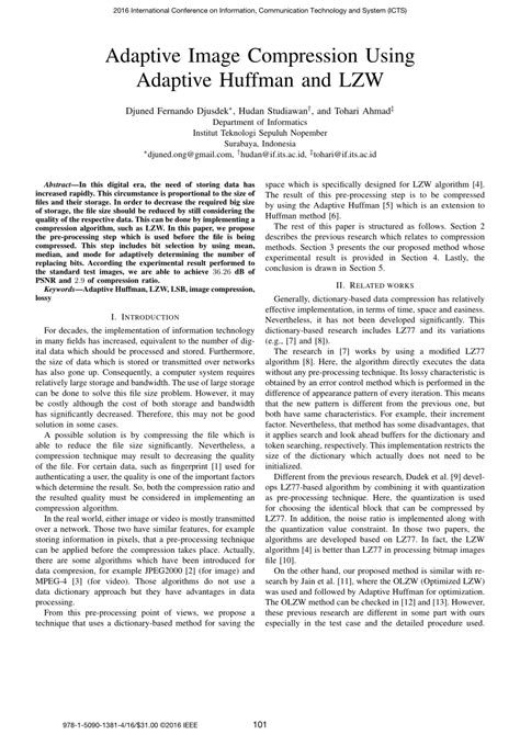 pdf adaptive image compression using adaptive huffman and lzw