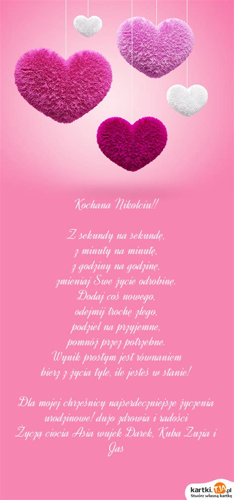 Dla mojej chrześnicy najserdeczniejsze życzenia urodzinowe dużo