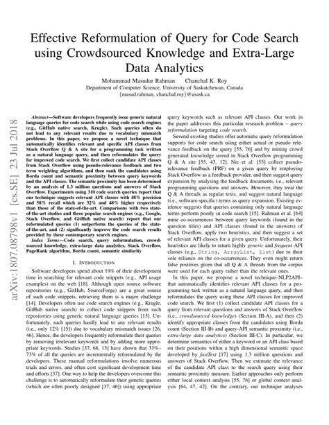 pdf effective reformulation of query for code search using crowdsourced knowledge and extra
