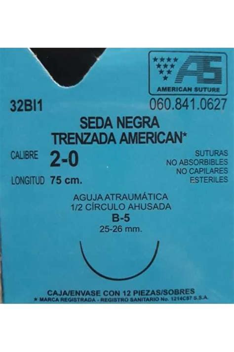 Sutura Seda Negra Librería Médica Orizaba Calibre de agujas 2 0