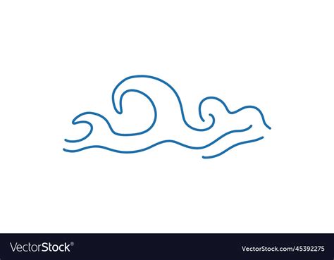 Sea Wave Doodle Ocean Curl Waves Marine Royalty Free Vector