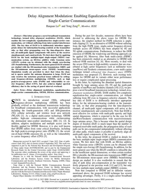 delay alignment modulation enabling equalization free single carrier communication pdf pdf