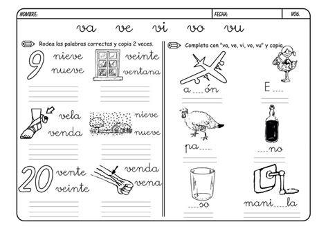 Lectoescritura Y Vocabulario Con La Letra V