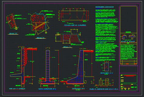 Planos de Muro de contencion en DWG AUTOCAD Consolidación de suelos
