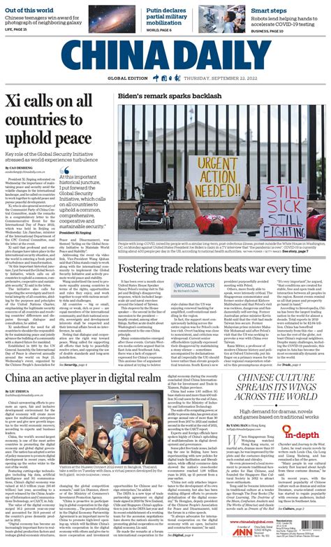 China Daily Nations Culture Spreads Its Wings Across The World