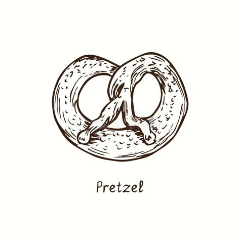 Pretzel Front View Ink Black And White Doodle Drawing Stock Vector