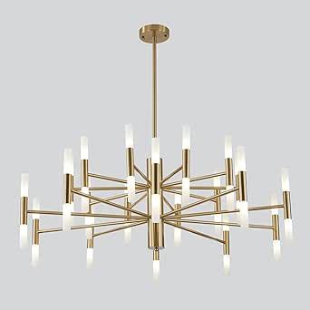 KCO Lighting Brushed Brass 40 Lights LED Sputnik Chandelier Mid Century