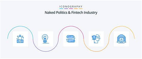 paquete de iconos azul 5 de la industria fintech y la política desnuda