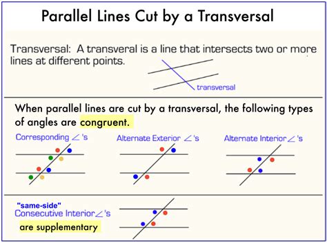transversal and parallel line relationships