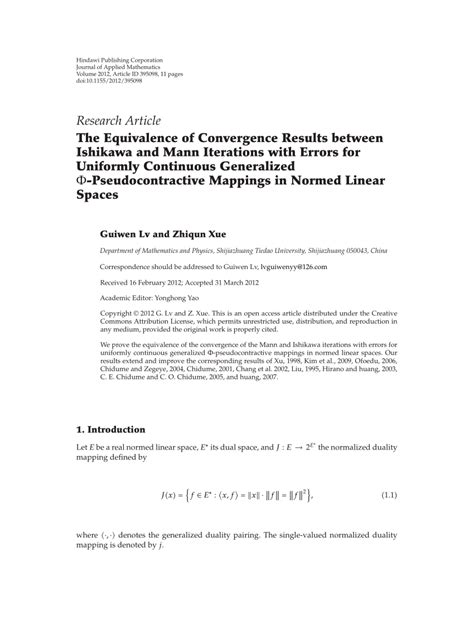 pdf the equivalence of convergence results between ishikawa and mann iterations with errors