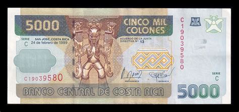 Costa Rica 5000 Colones 1999 Pick 268 Serie C Ebc Xf NUMISMÁTICA