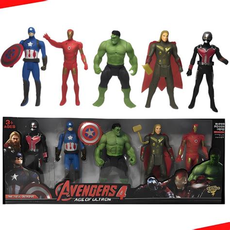 Kit 5 Bonecos Articulados Vingadores Heróis Luz 15 Cm Frete grátis