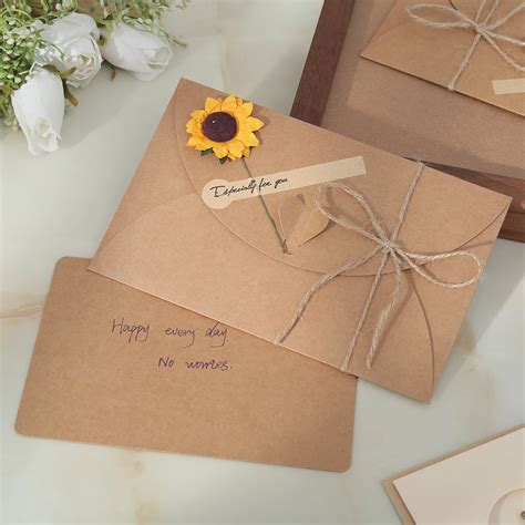 Tarjeta De Bendici N De Flores Secas De Papel Kraft Vintage Tarjeta De