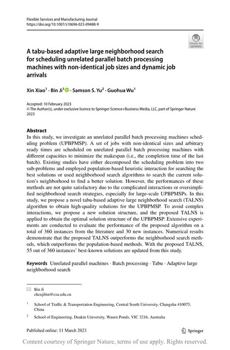 a tabu based adaptive large neighborhood search for scheduling unrelated parallel batch