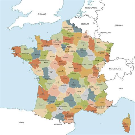 Mapas de Francia políticos físicos mudos Para descargar e imprimir