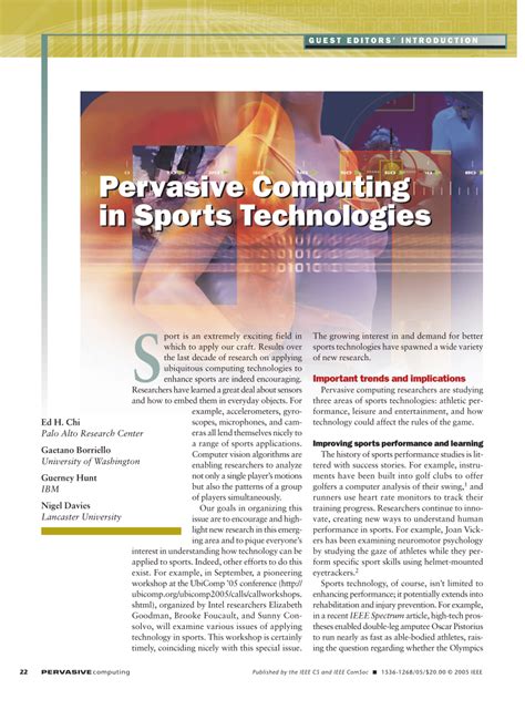 pdf guest editors introduction pervasive computing in sports technologies