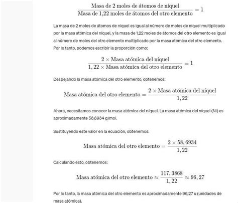 Dos Moles De Tomos De N Quel Tienen La Misma Masa Que Moles De