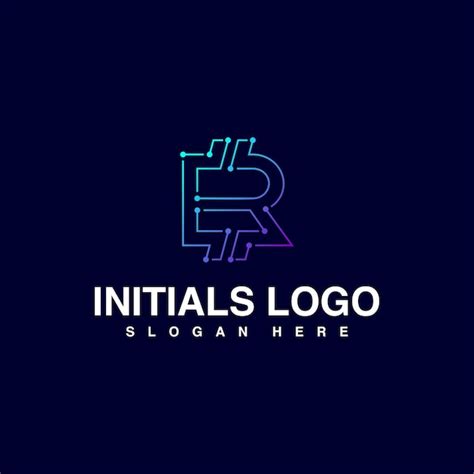 Logo Design Vektor Umriss Datentechnik Initialen R Premium Vektor