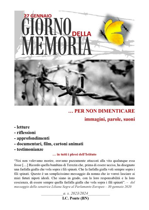 Giorno Della Memoria 27 Gennaio 2024 Per Non Dimenticare