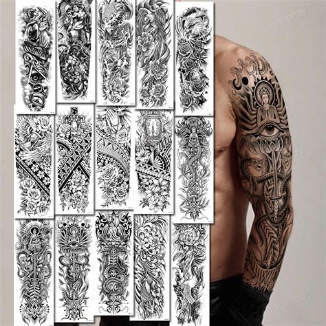Waterproof Temporary Tattoo Sticker Totem Geometric Full Arm Large Size