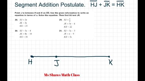 Segment Addition Postulate Solve For X Find Length Of Each Segment