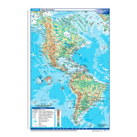 Mapa Continente Americano físico político Rivadavia Nº6 block de 25 mapas