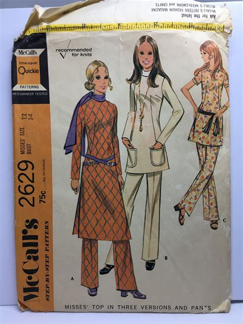 2629 Mccall S 1970 Vintage Sewing Pattern Misses Top Etsy In 2022