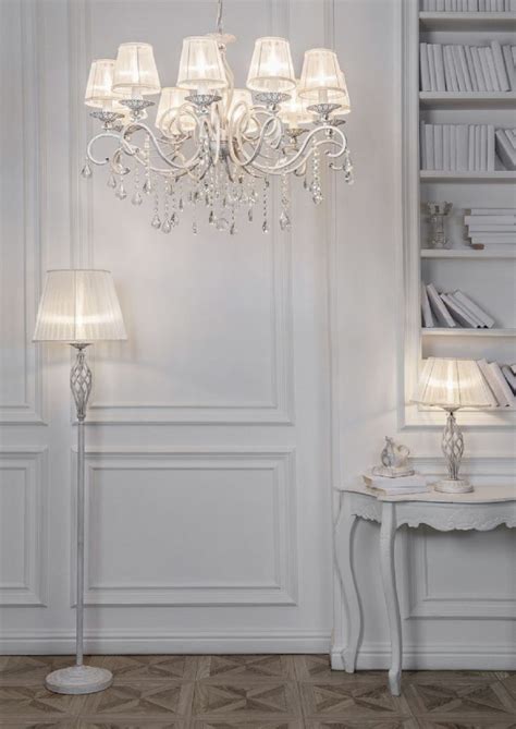 Casa Padrino Barock Stehleuchte Weiß Gold Ø 38 x H 165 cm