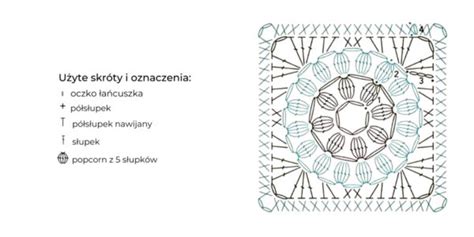 Mały kwadrat na szydełku z kwiatem 3D schemat i video Crochetcafe pl