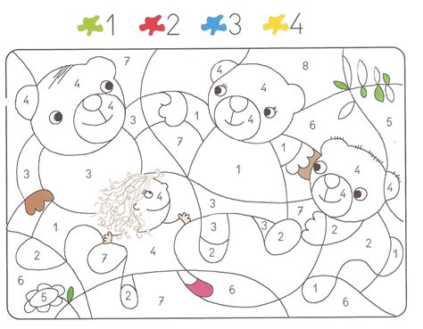 Actividad pinta por números del cuento Ricito de oro