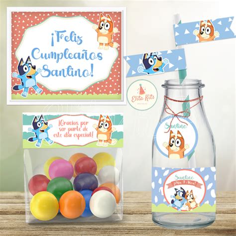 Kit imprimible Bluey Varón personalizado