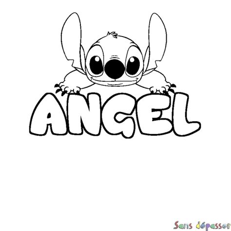 Coloriage prénom ANGEL décor Stitch Sans Dépasser