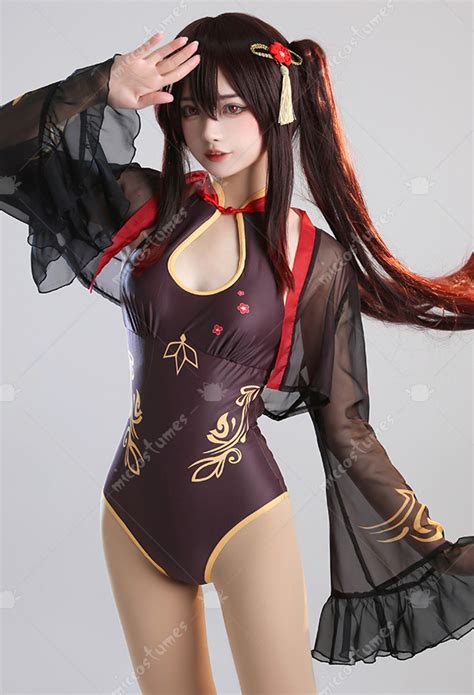 Genshin Impact Hu Tao Swimsuit Chinese Style One Piece Bathing Suit