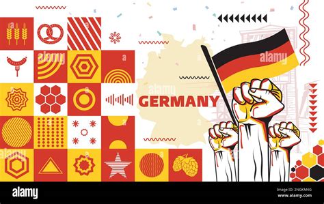 National Day Of Deutschland Germany Banner With Neo Abstract Geometric