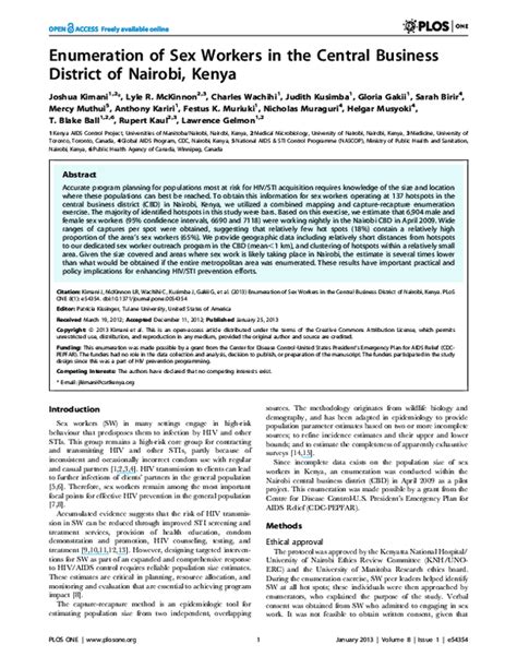pdf enumeration of sex workers in the central business district of nairobi kenya festus